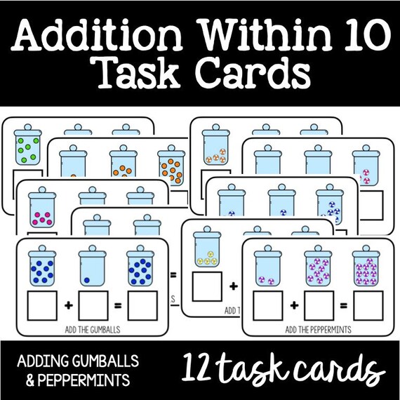 Addition Within 10 Task Cards 4x6 Math Centers Add to Ten - Etsy