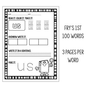 Sight Word Bundle for First Grade, No Prep Sight Word Practice Pages ...