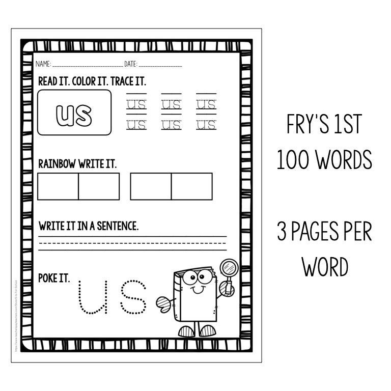 Sight Word Bundle for First Grade, No Prep Sight Word Practice Pages ...