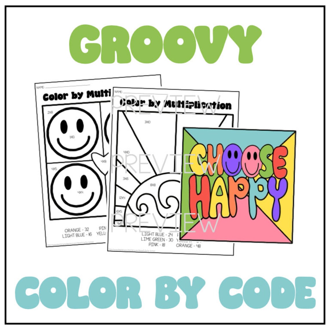 Multiplication Groovy Color by Code for Third Grade, No Prep Math ...