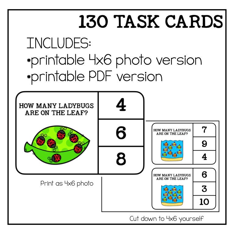130 Counting to 10 Math Task Cards for Math Centers 4x6 - Etsy