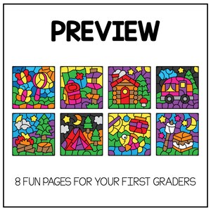 1st Grade Math Color by Code: Camping Edition Addition Subtraction ...