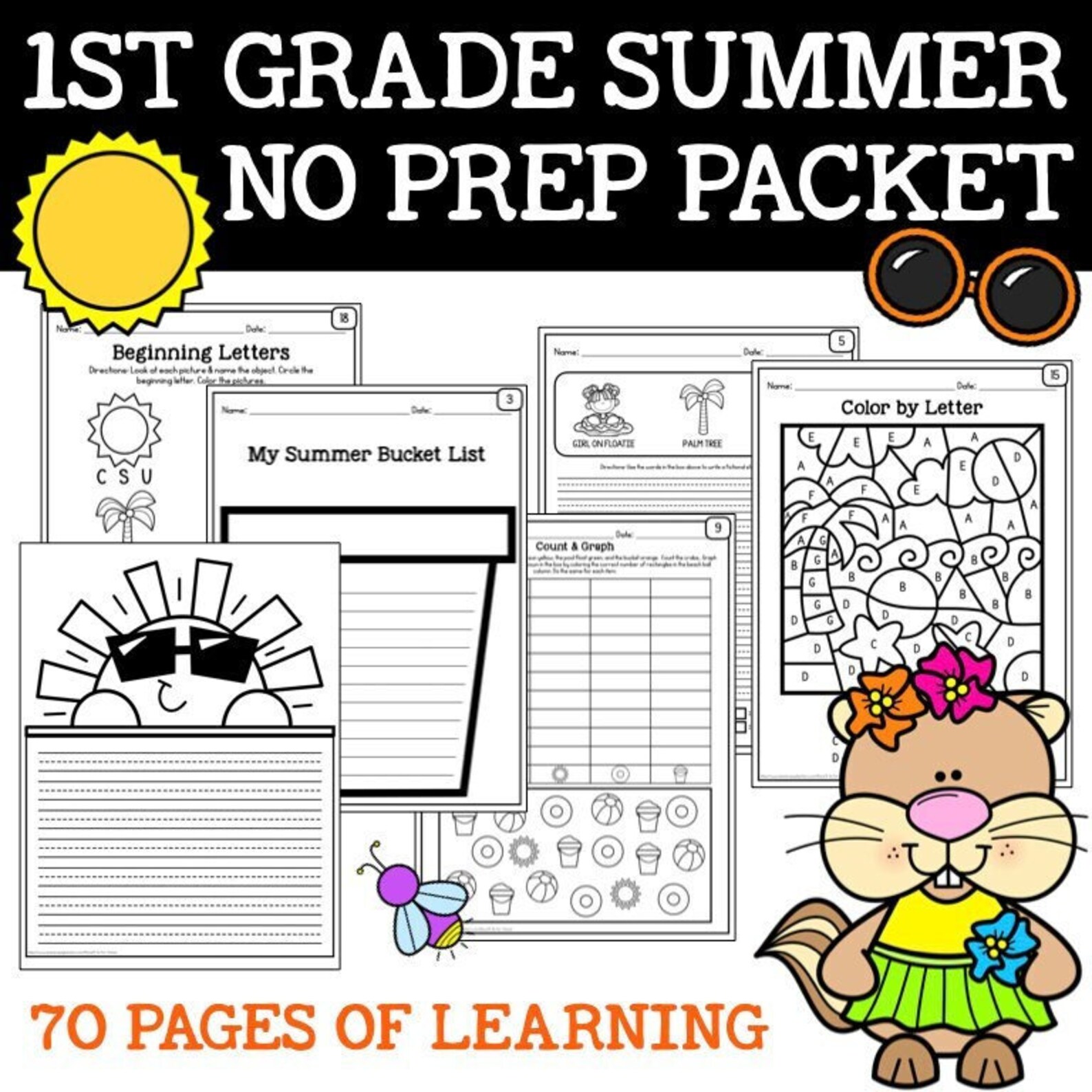 70 Page Summer Early Finisher Worksheet Packet, Math & Language Arts ...