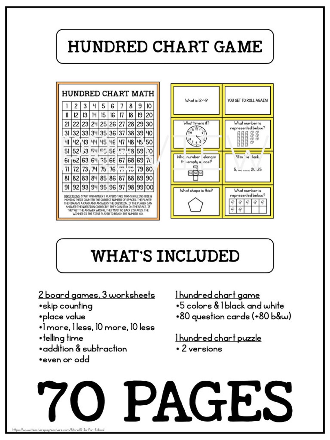 First Grade Math Board Games, 70 Pages Printable Math Games for Centers ...