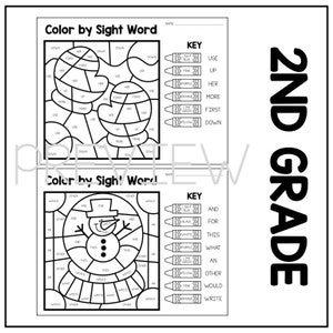2nd Grade Sight Word Color by Code: Winter Edition - Etsy