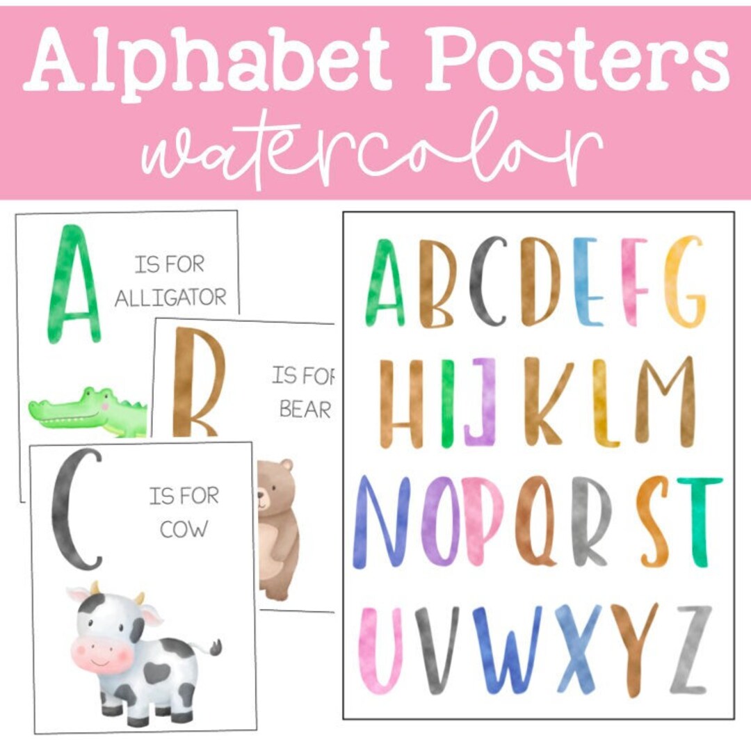 Alphabet Classroom Posters Digital Download, Watercolor Letter ...