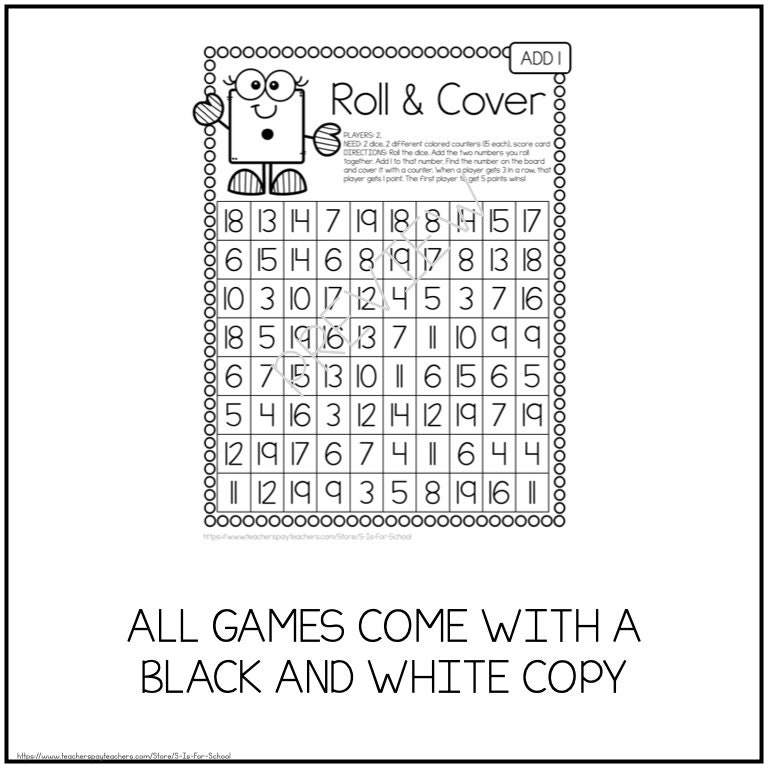 Addition to 20 Board Games, Printable Math Games for Centers - Etsy