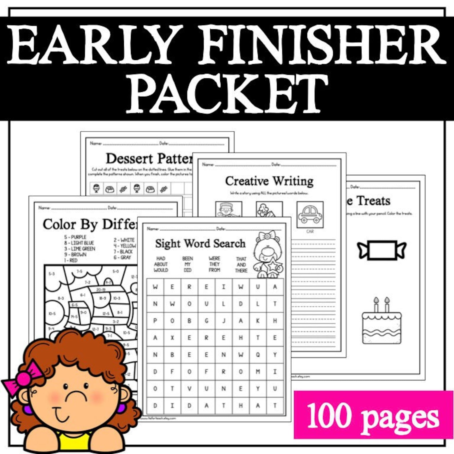 Early Finisher Worksheet Packet, Math & Literacy No Prep Pages, First ...