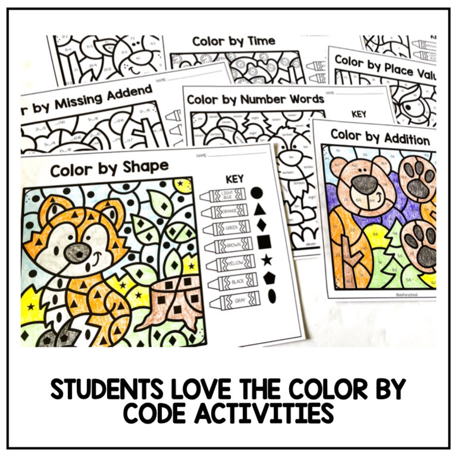 1st Grade Math Color by Code: Woodland Edition Addition Subtraction ...