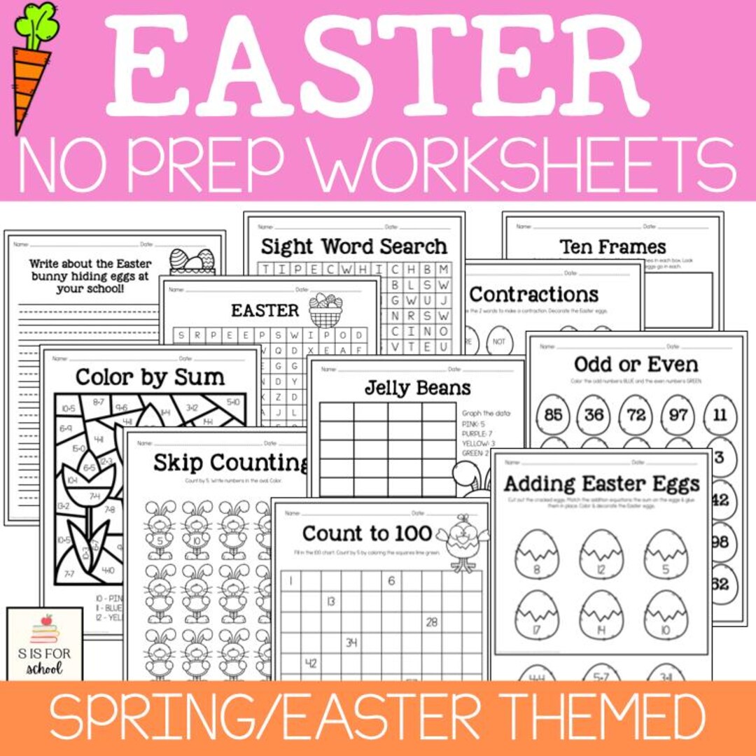 Easter/spring No-prep, Early Finisher Worksheets, March Math & Language ...