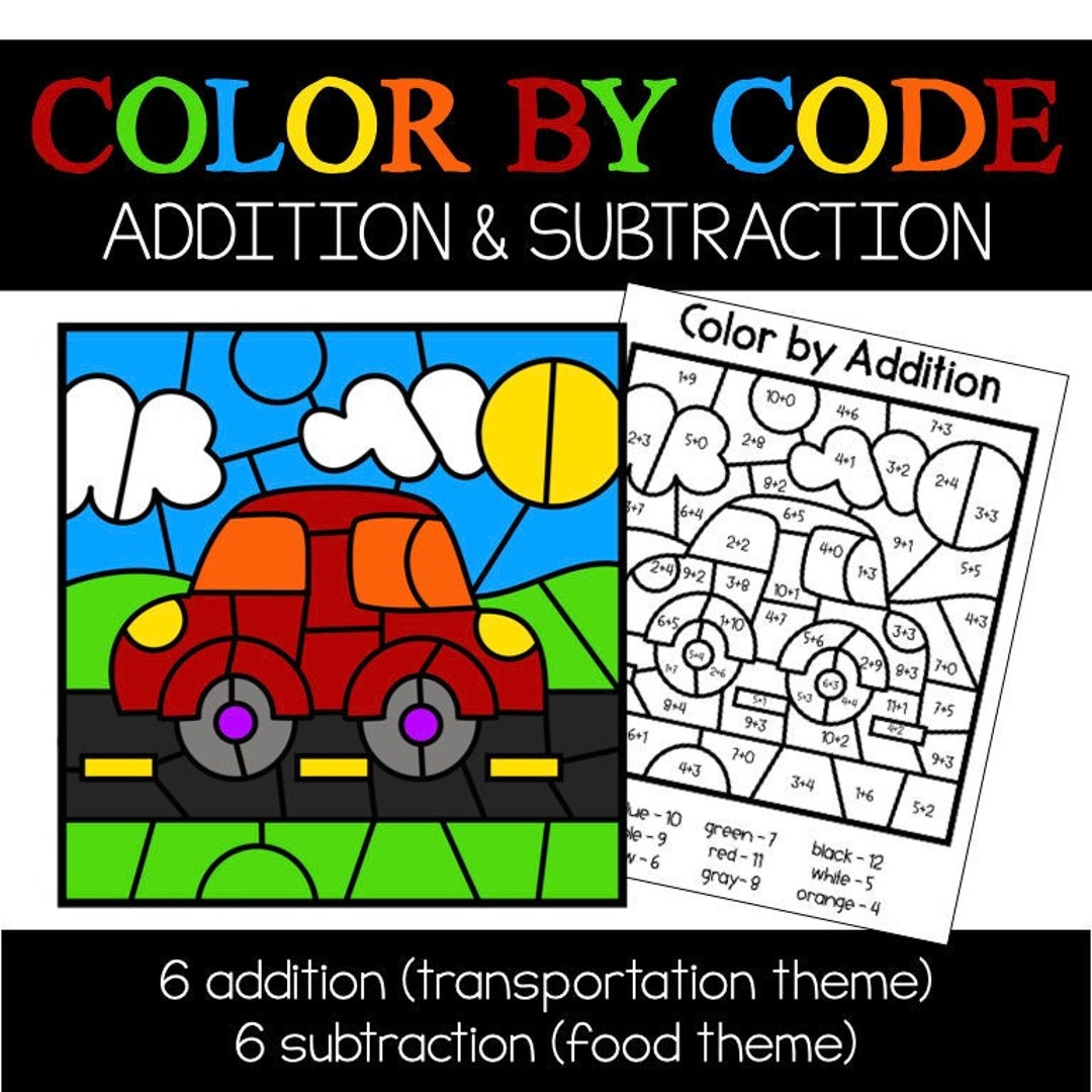 Addition and Subtraction Color by Code for First & Second - Etsy