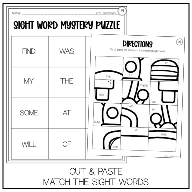 Sight Word Worksheets for 1st Graders, High Frequency Word Grid Puzzles ...