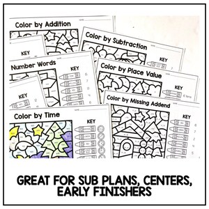 1st Grade Math Color by Code: Camping Edition Addition Subtraction ...