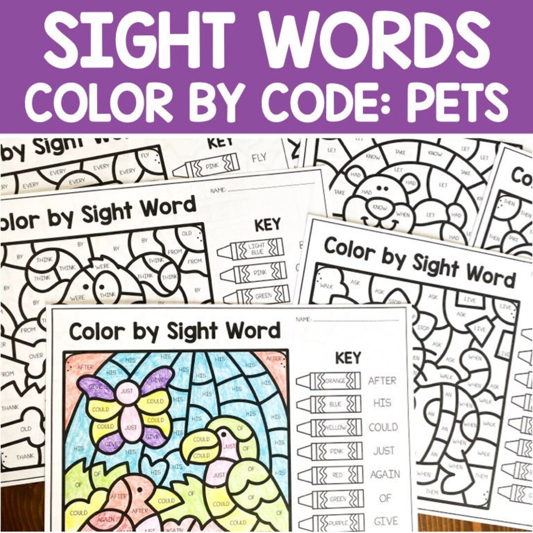 Printable Color by Code Pages: 1st Grade Sight Words, No Prep High ...
