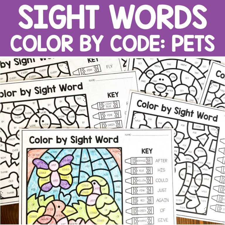 Printable Color by Code Pages: 1st Grade Sight Words, No Prep High ...