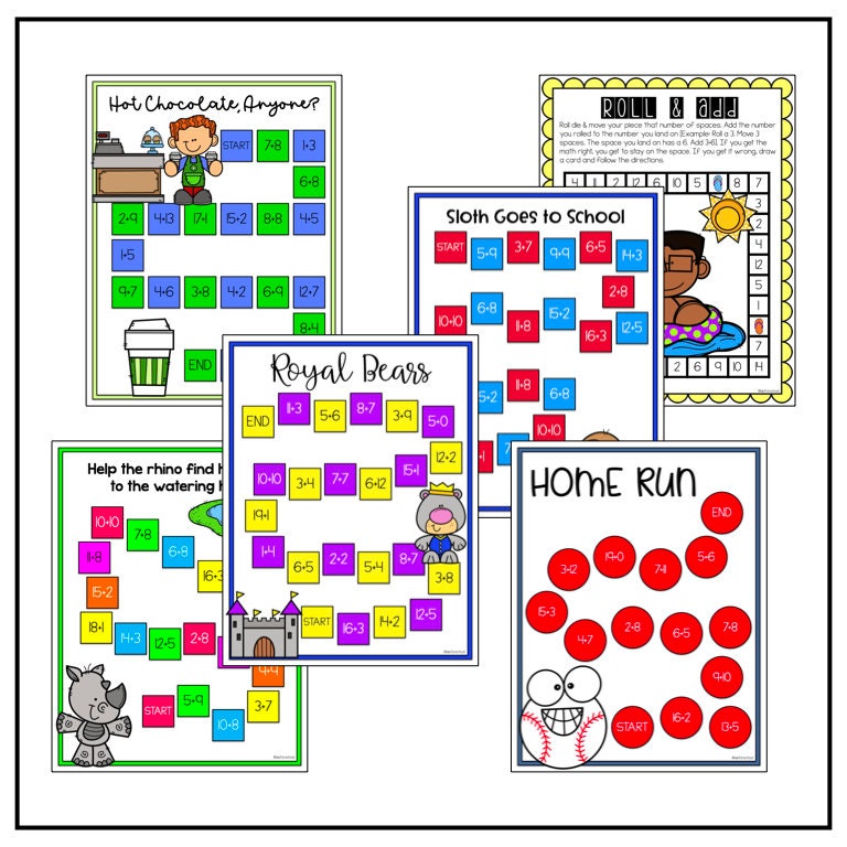 Addition to 20 Board Games, 20 Printable Math Games for Centers - Etsy
