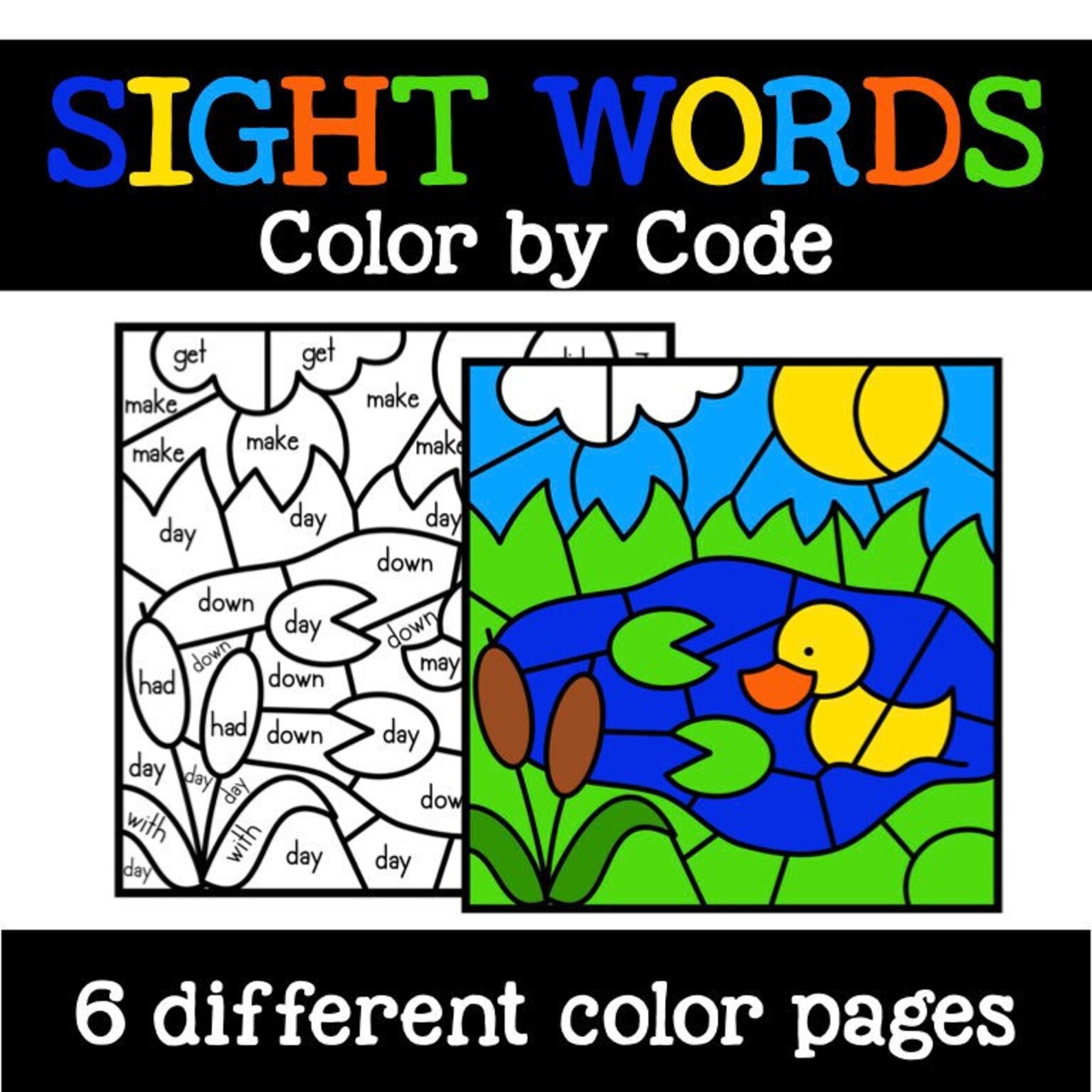 Pond Life Sight Word Color by Code for First & Second Grade | Etsy