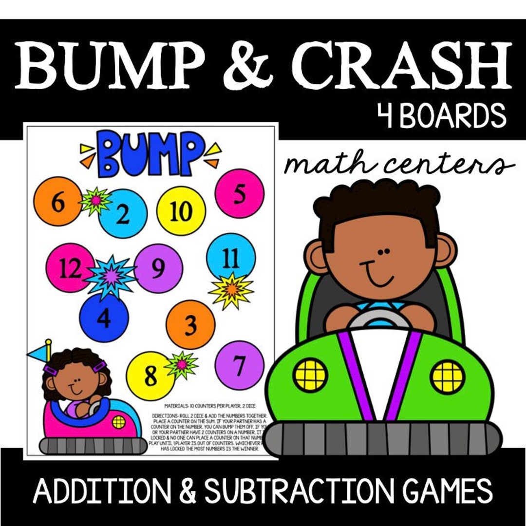 Bump, Single Digit Addition Board Games, Subtraction From 20, Printable ...