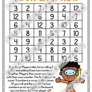Single Digit Addition Board Games, Printable Math Games for Centers ...