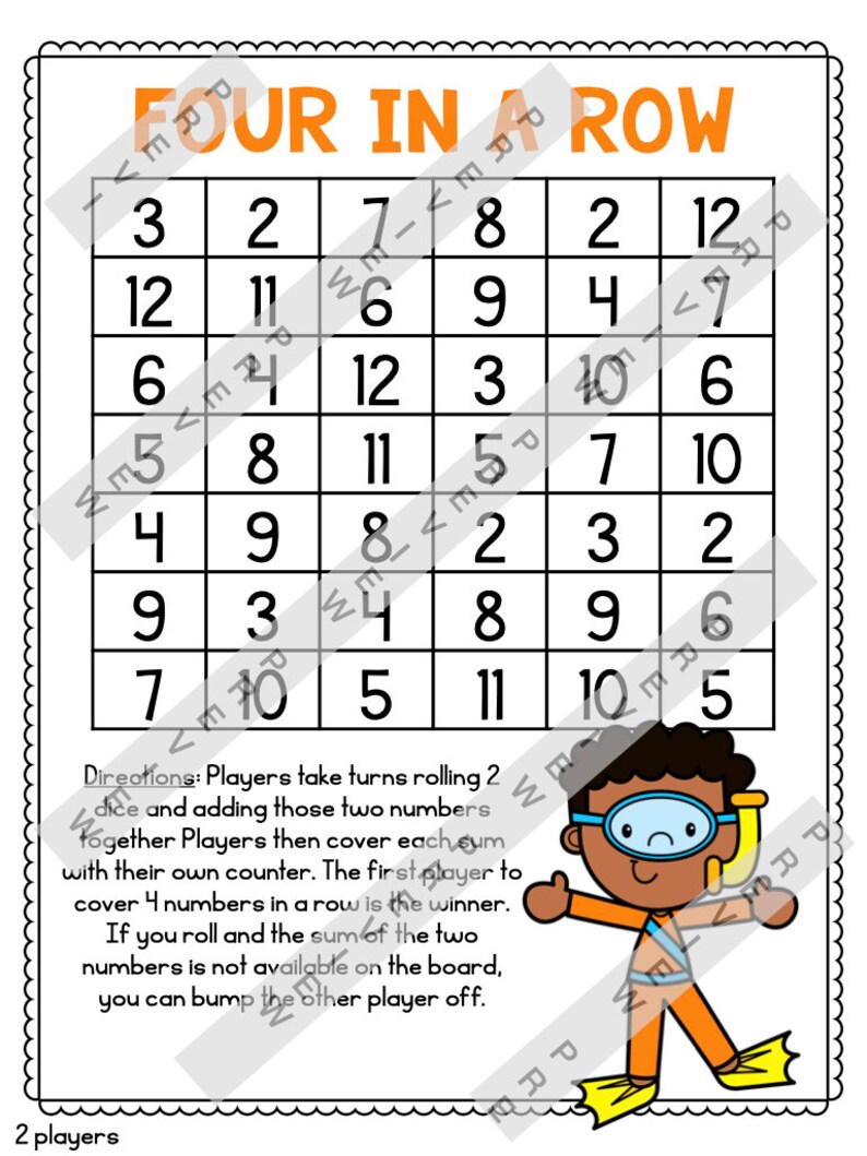 Single Digit Addition Board Games, Printable Math Games for Centers ...