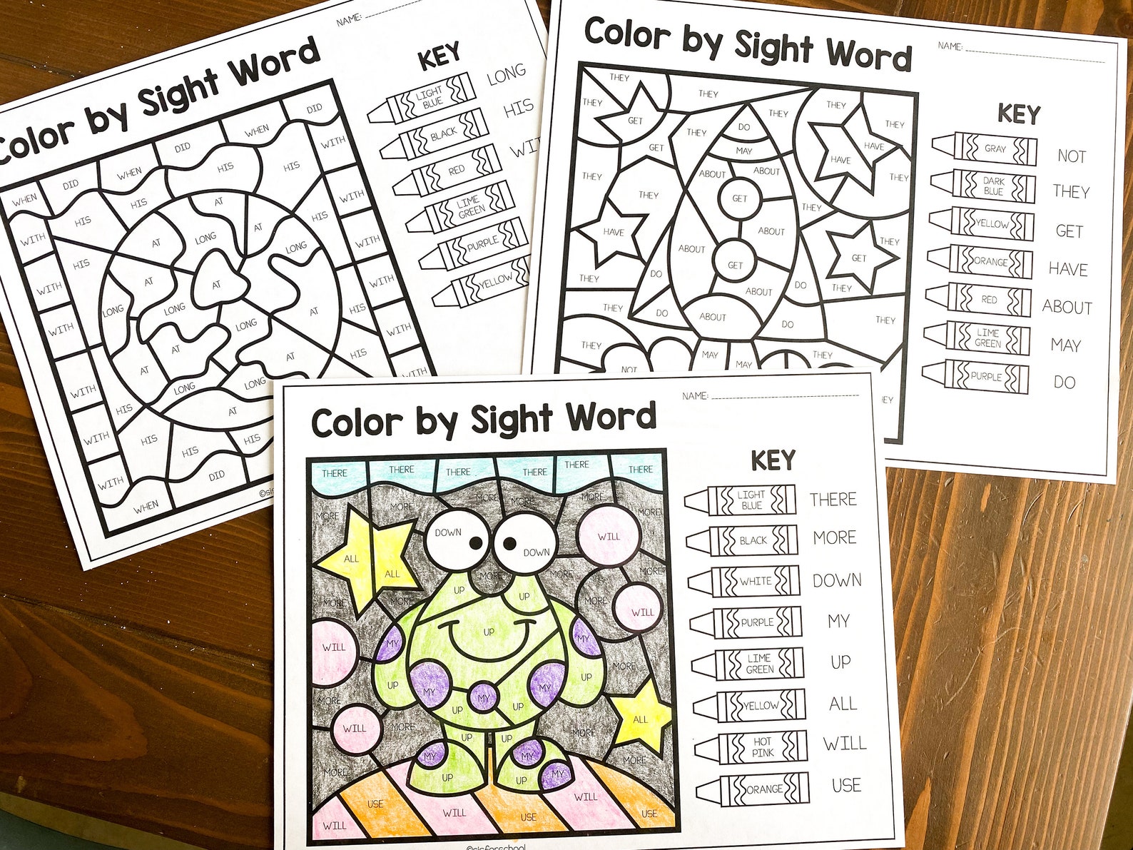 Outer Space Sight Word Color by Code | First & Second Grade | No Prep ...