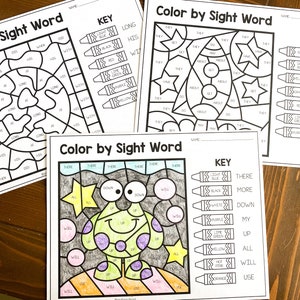 Outer Space Sight Word Color by Code First & Second Grade No Prep High ...