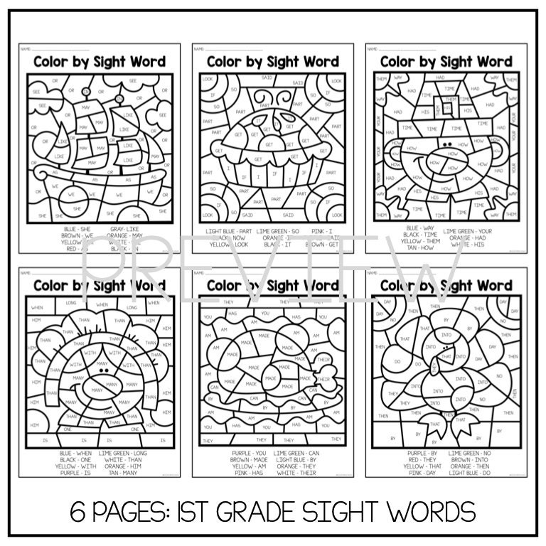 1st Grade Thanksgiving Sight Word Color by Code No Prep Sight - Etsy