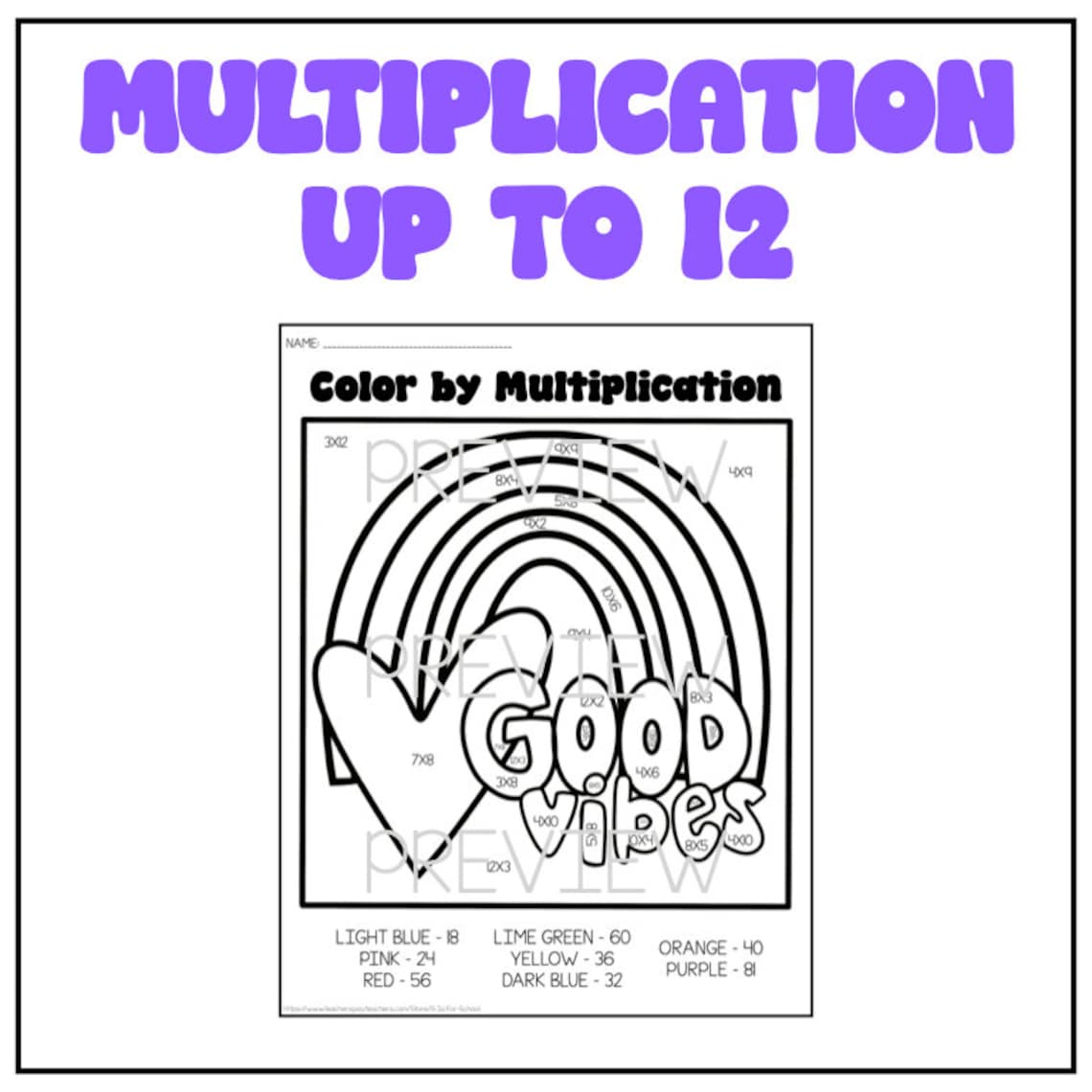 Multiplication Groovy Color by Code for Third Grade, No Prep Math ...