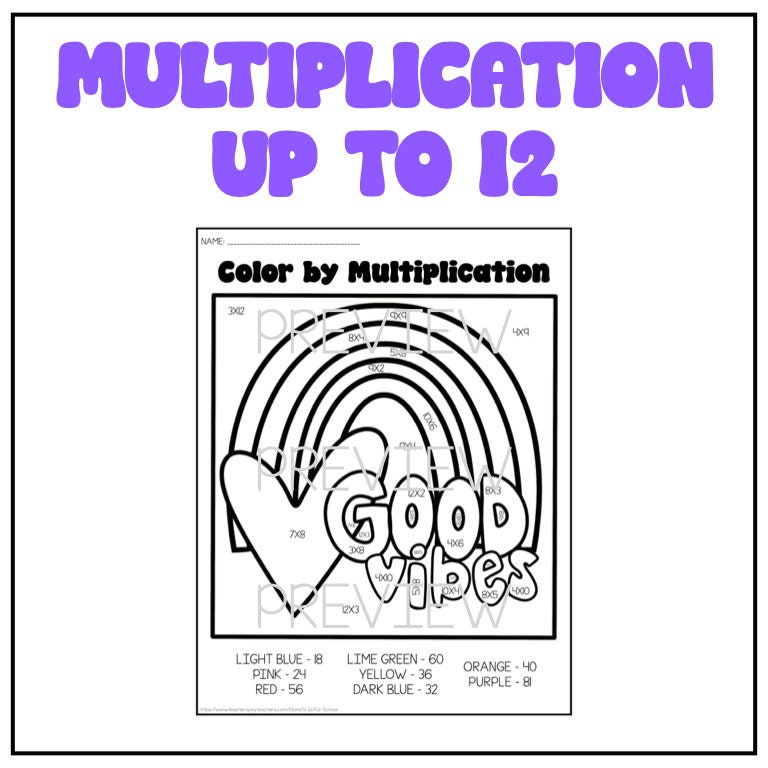 Multiplication Groovy Color by Code for Third Grade, No Prep Math ...