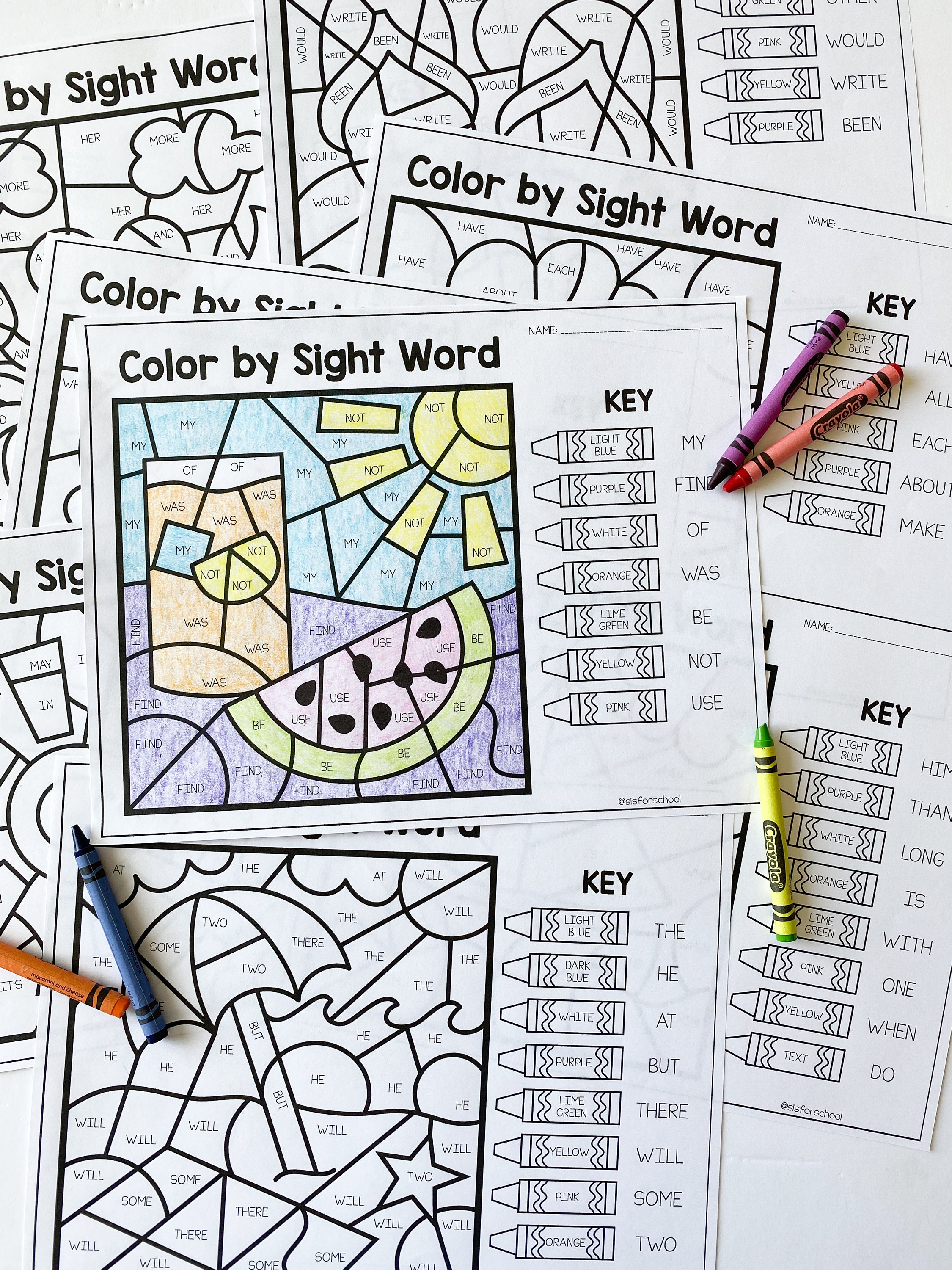 Sight Word Color by Code Worksheets, 1st Grade Summer Review Workbook ...