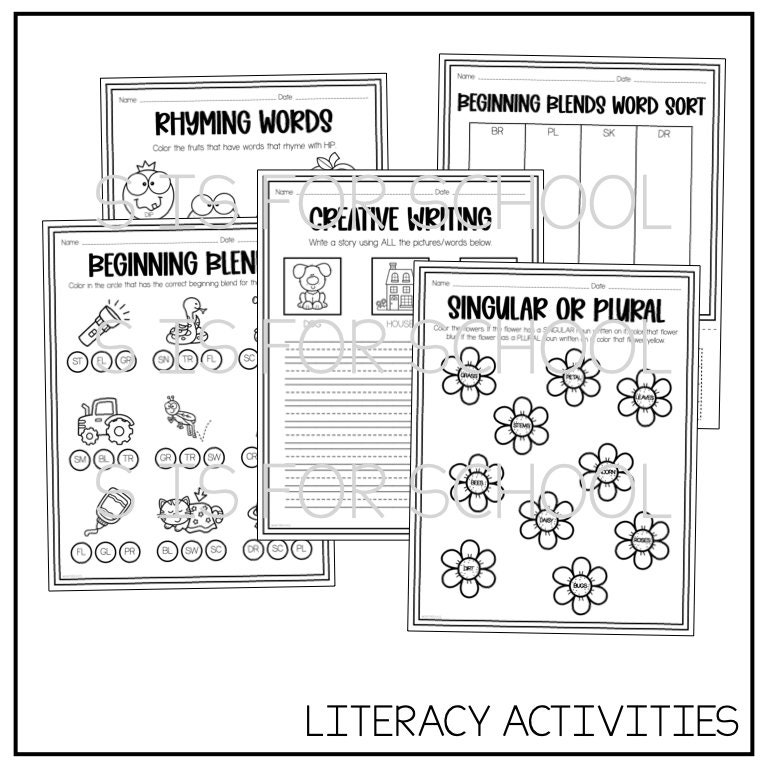 Early Finisher Worksheet Packet, Math & Literacy No Prep Pages, First ...
