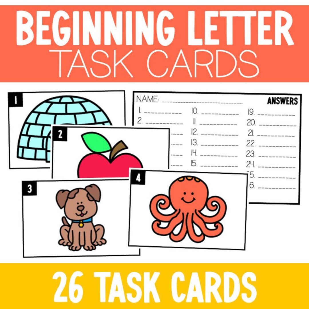 Beginning Letter Task Cards for Kindergarteners, Phonics Center ...