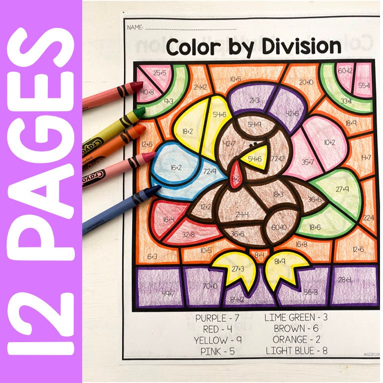 Thanksgiving Multiplication & Division Color by Code, 3rd Grade Math ...