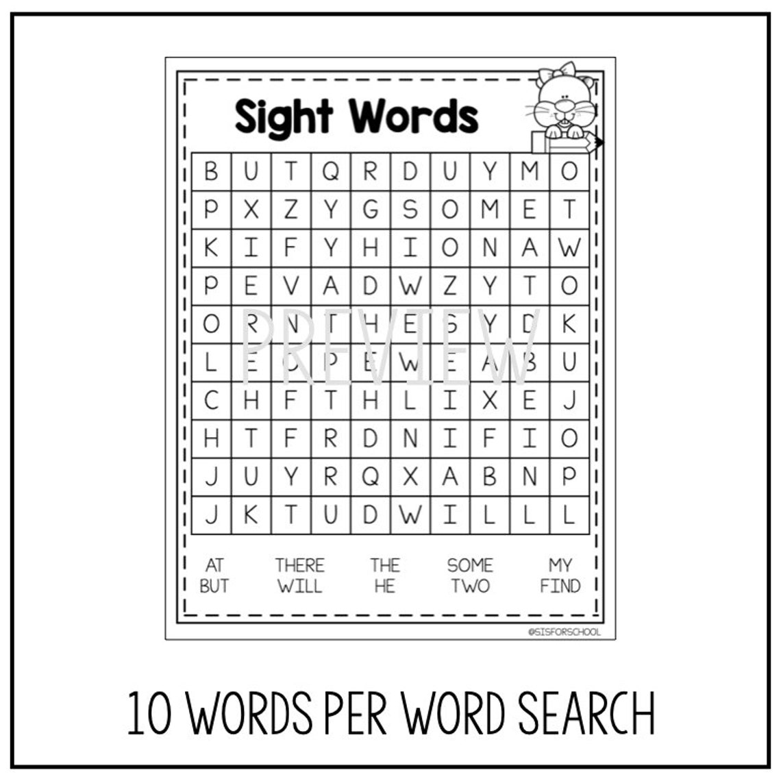 Sight Word Searches for First Grade, No Prep Sight Word Searches for ...
