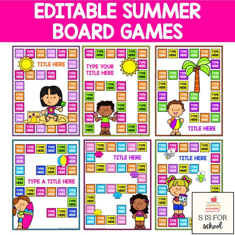 6 Editable Summer Board Games for Any Elementary Grade/subject ...
