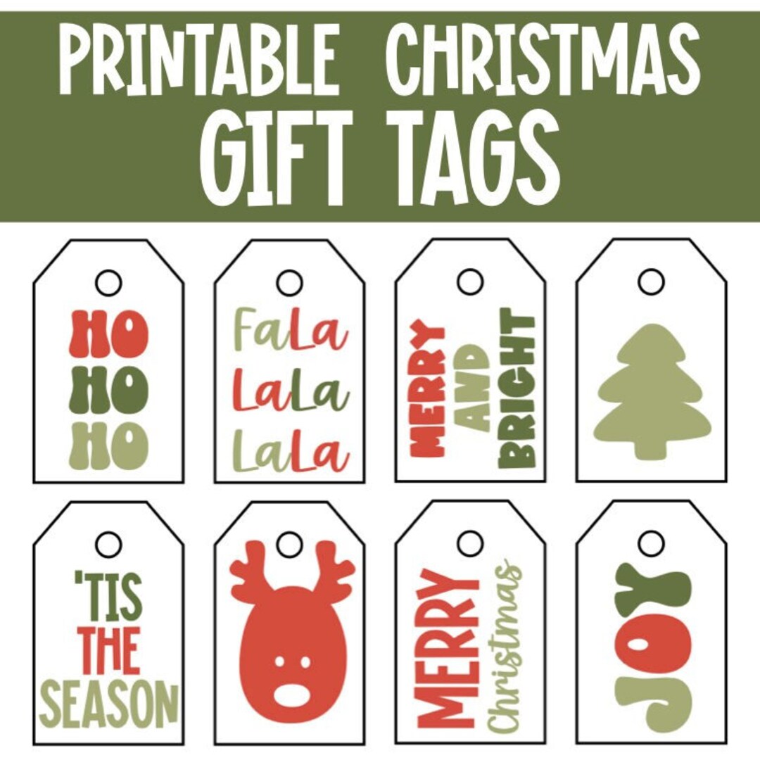 Printable Christmas Gift Tags Retro Christmas Teacher - Etsy