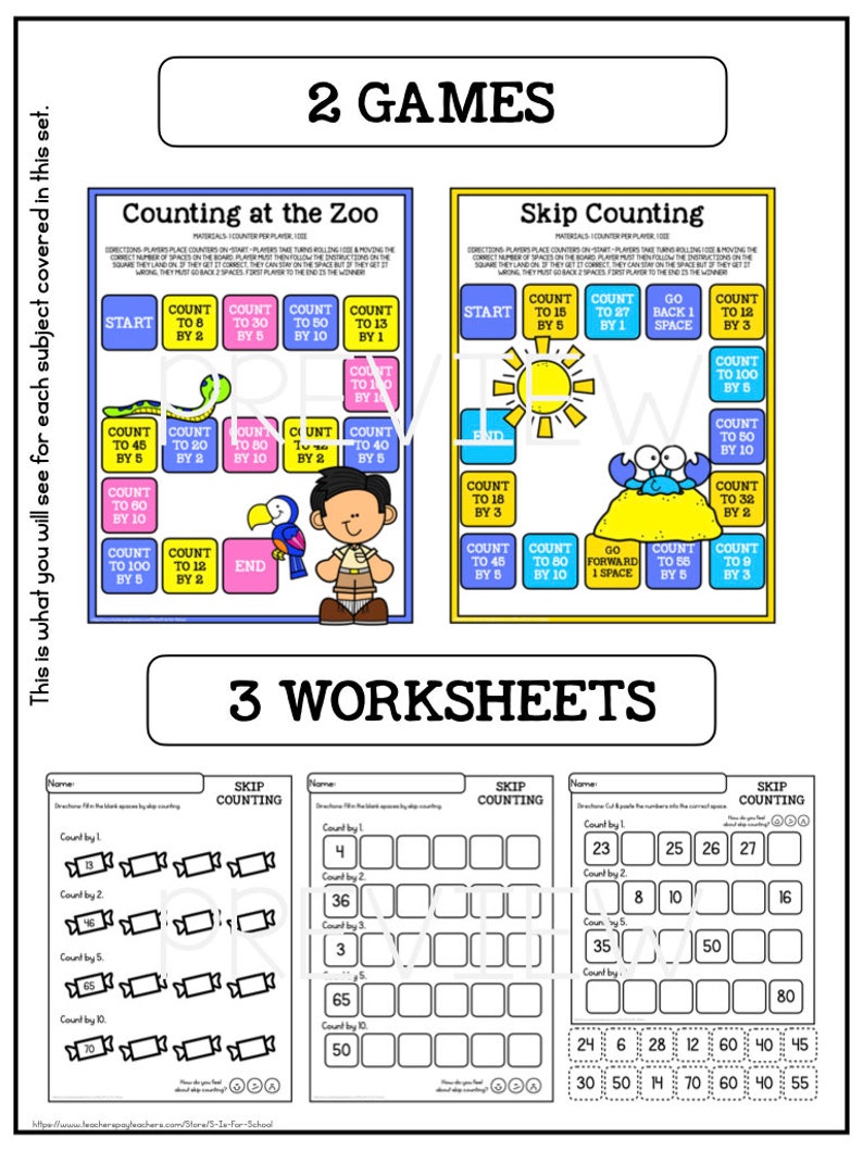 First Grade Math Board Games, 70 Pages Printable Math Games for Centers ...