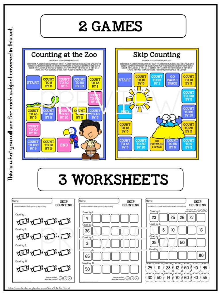 First Grade Math Board Games, 70 Pages Printable Math Games for Centers ...