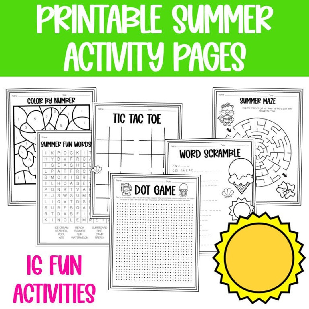 Printable Summer Activities for Kids, Summer Party, Word Search ...