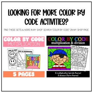 Multiplication Color by Code, Dinosaurs, 3rd Grade Math, Practice ...