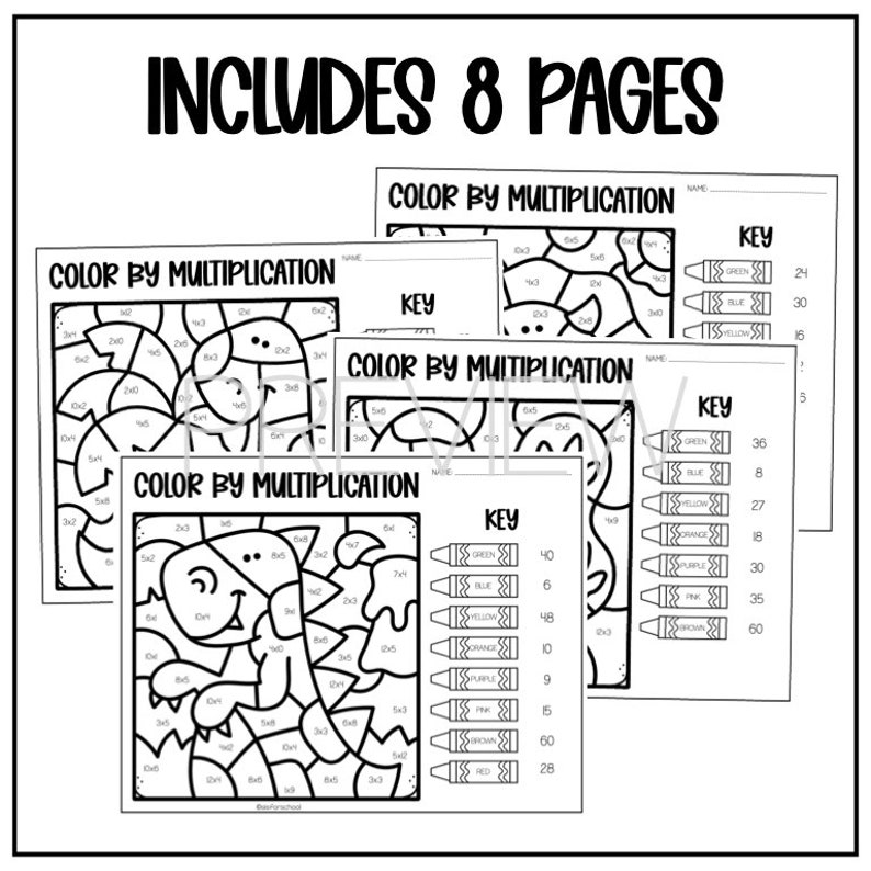 Multiplication Color by Code, Dinosaurs, 3rd Grade Math, Practice ...