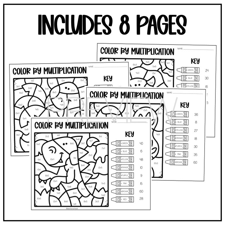 Multiplication Color by Code, Dinosaurs, 3rd Grade Math, Practice ...