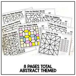 1st Grade Math Color by Code: Abstract Edition Addition Subtraction ...