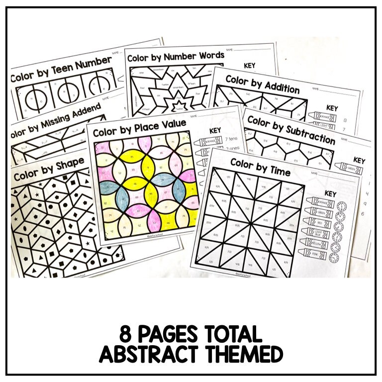 1st Grade Math Color by Code: Abstract Edition Addition Subtraction ...