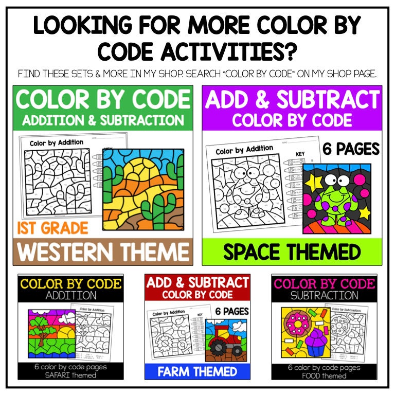 1st Grade Math Color by Code: Food Edition Addition Subtraction Shapes ...