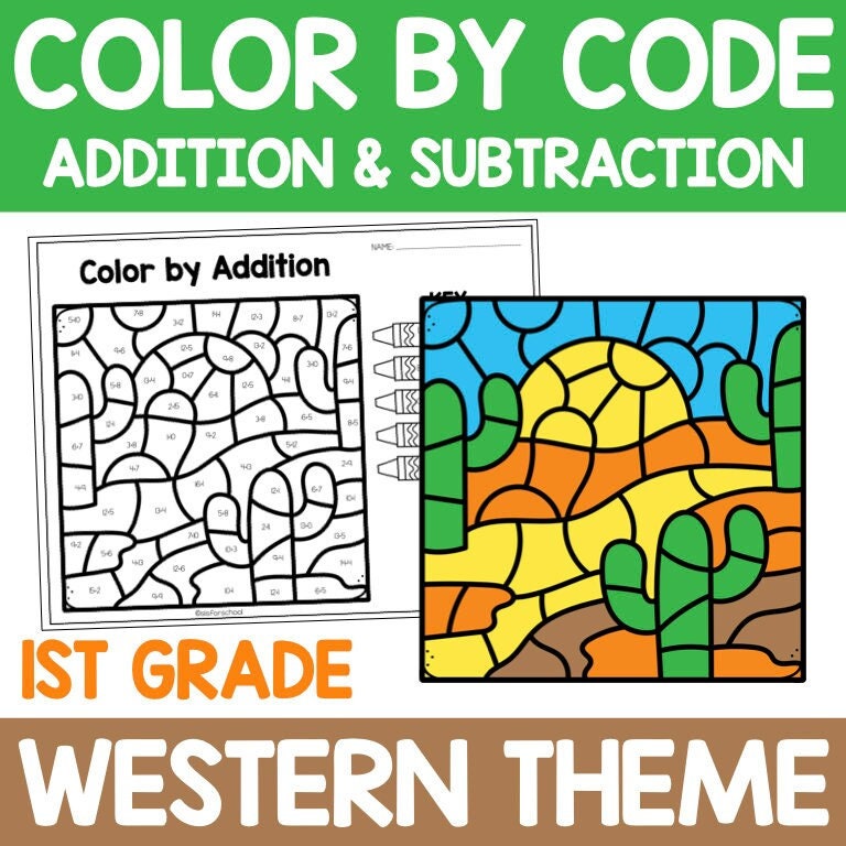 Addition & Subtraction Color by Code: Western Edition - Etsy