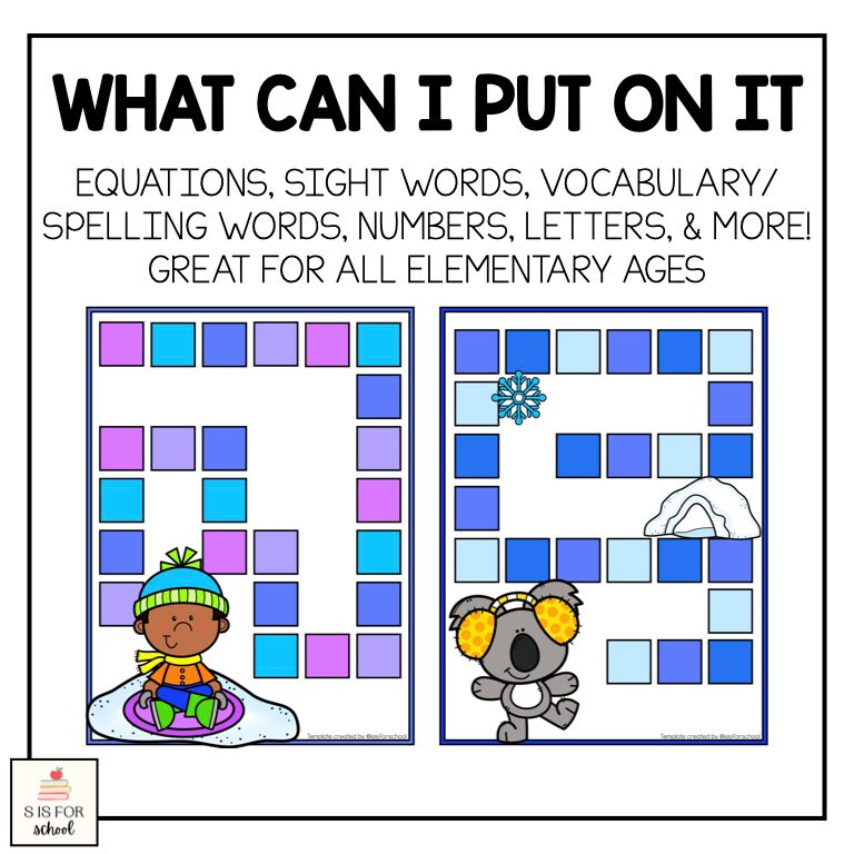 6 Editable Winter Board Games for Any Elementary Grade/subject ...