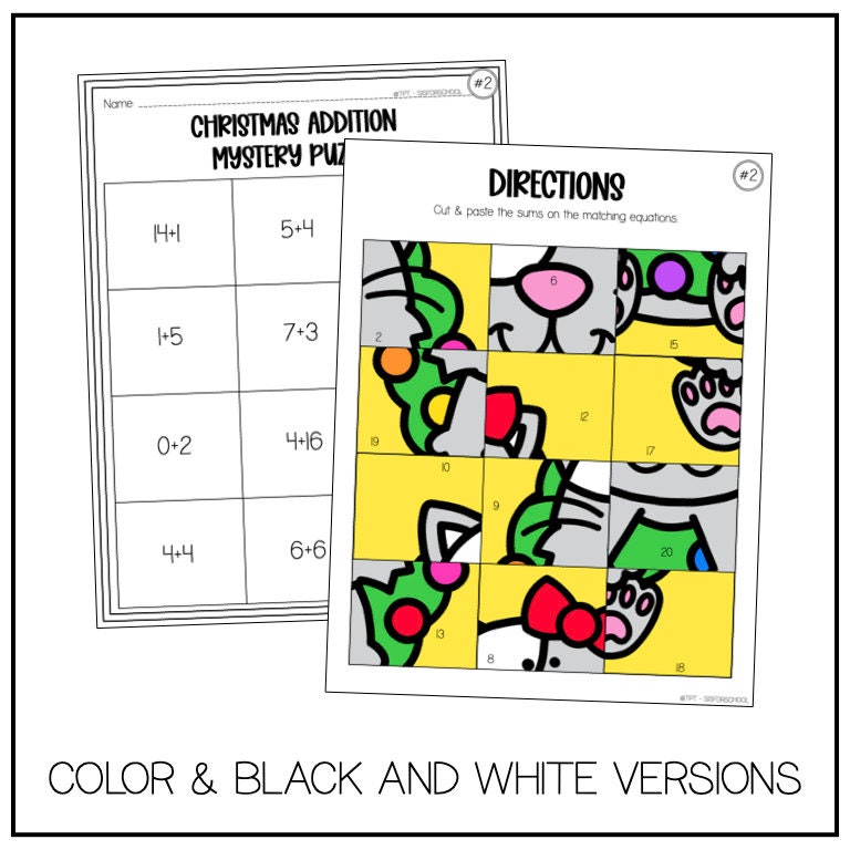 Addition Within 20 Worksheets for 1st Graders, Christmas Math Mystery ...