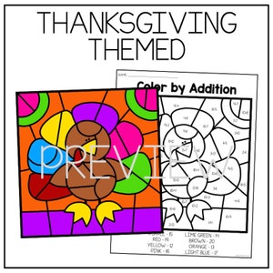 Addition & Subtraction Color by Code: Thanksgiving Edition - Etsy
