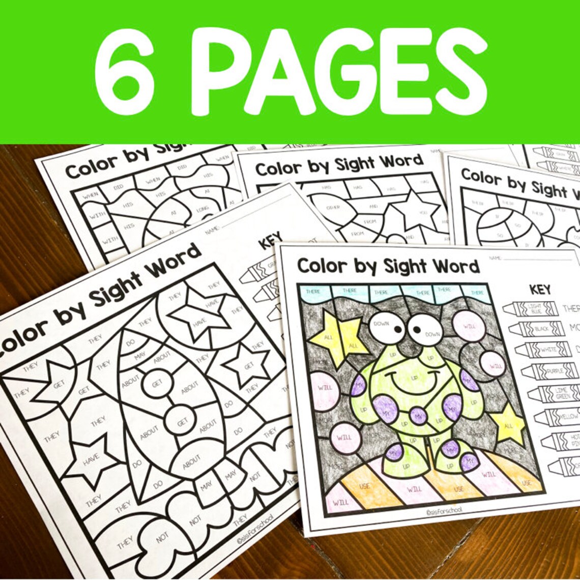 Outer Space Sight Word Color by Code | First & Second Grade | No Prep ...